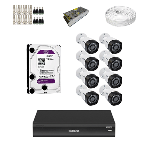 KIT Completo 8 Câmeras de segurança Intelbras VHD 3230 B + DVR ...