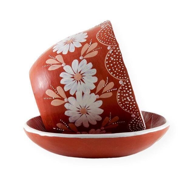 Vaso Ou Caqueiro Com Prato Do Vale Do Jequitinhonha (563) | MadeiraMadeira