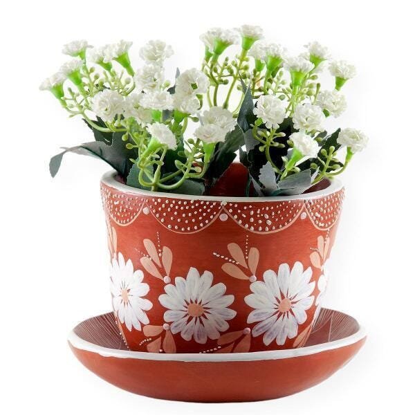 Vaso Ou Caqueiro Com Prato Do Vale Do Jequitinhonha (563) | MadeiraMadeira