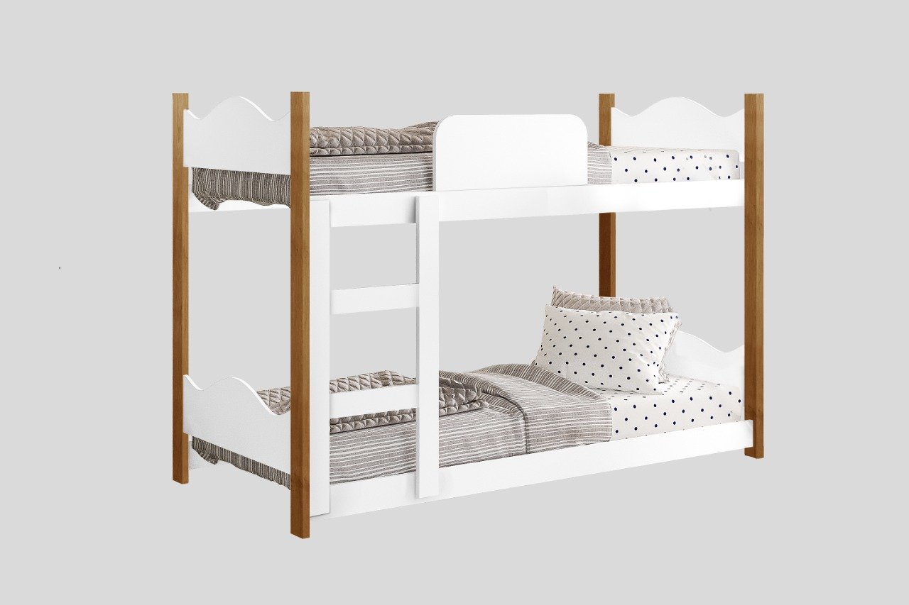 Beliche Infantil Encanto com Pés de Madeira - Branco/Mel | MadeiraMadeira