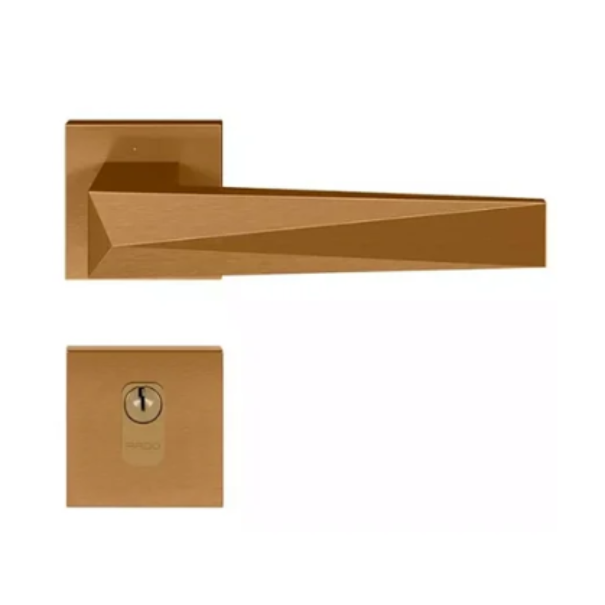 Fechadura Pado Ascot Rq2 - 55 Externa Roseta Quadrada Red Gold Escovado | MadeiraMadeira