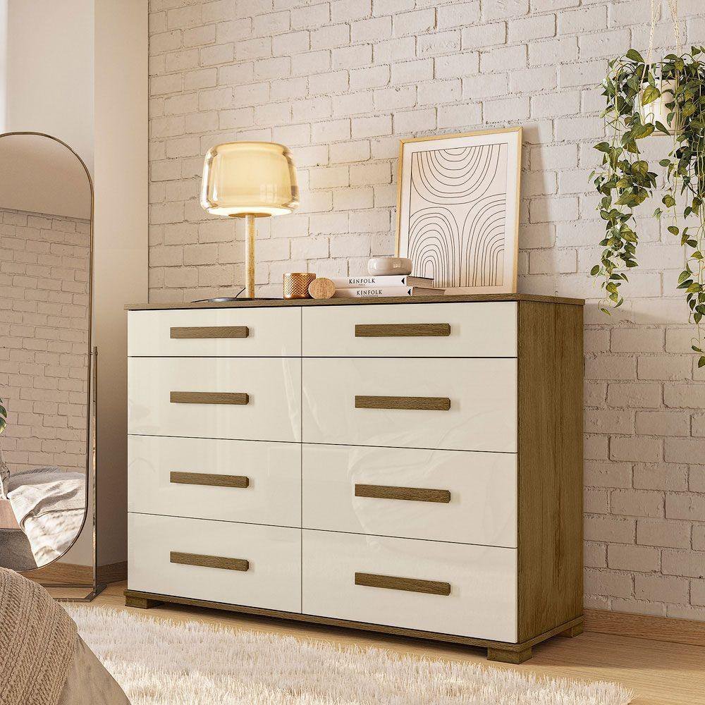 Cômoda Organizadora Samambaia Premium 8 Gavetas Incabrás - Cedro/off ...