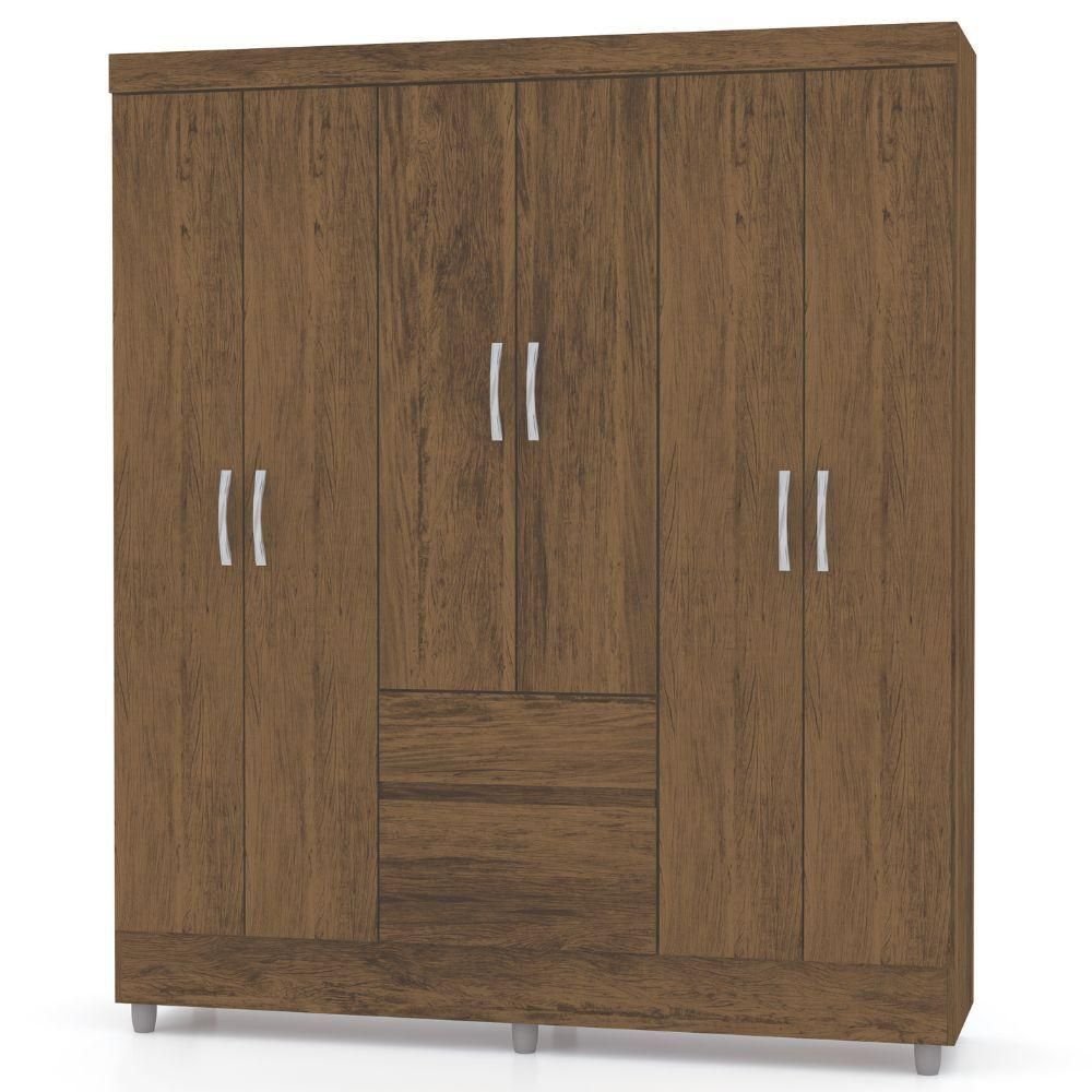 Guarda Roupa Solteiro Ideal Plus 6 Portas Imbuia Rústico Vr ...