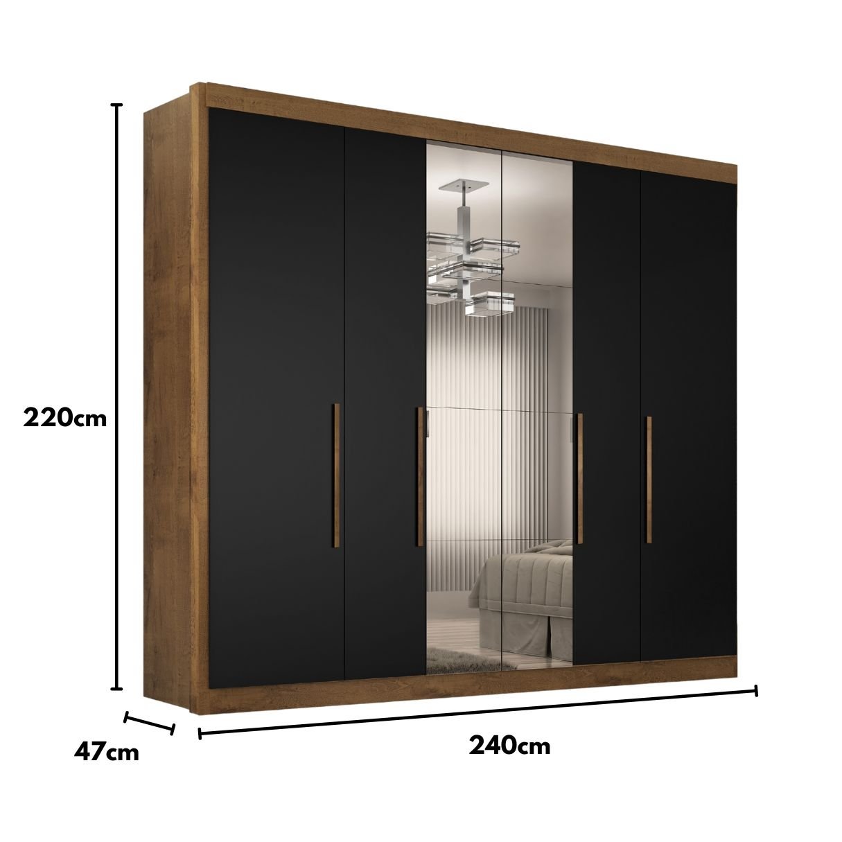 Guarda-roupa Casal 6 Portas com Espelho e 6 Gavetas Valencia ...