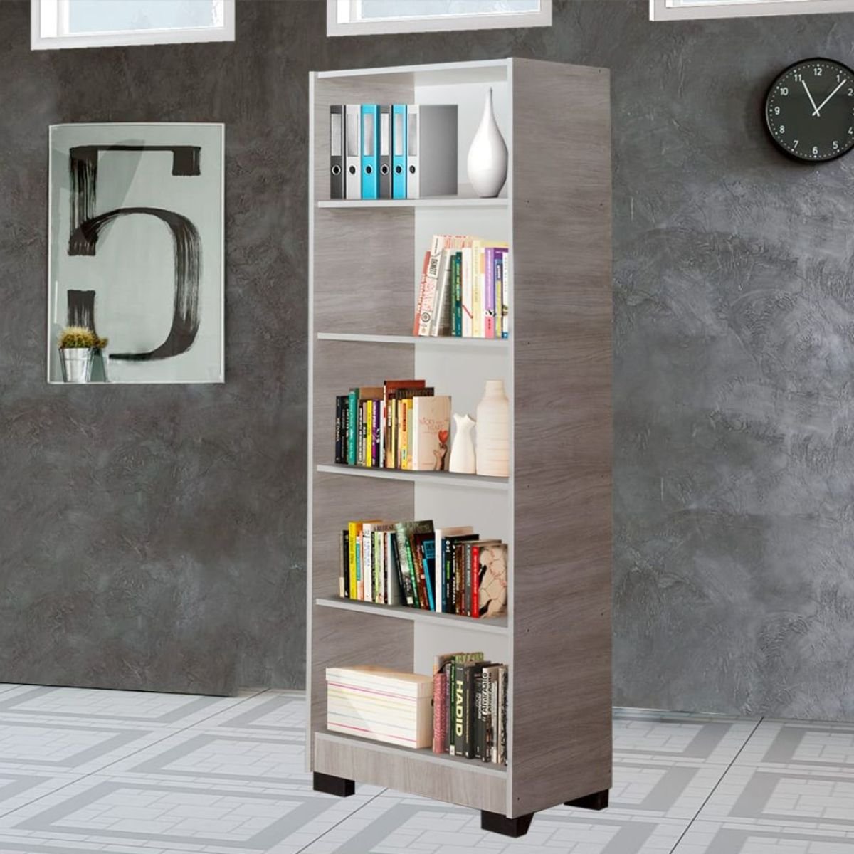 Kit Estante Para Livros Mesa Escrivaninha Onix Natural | MadeiraMadeira