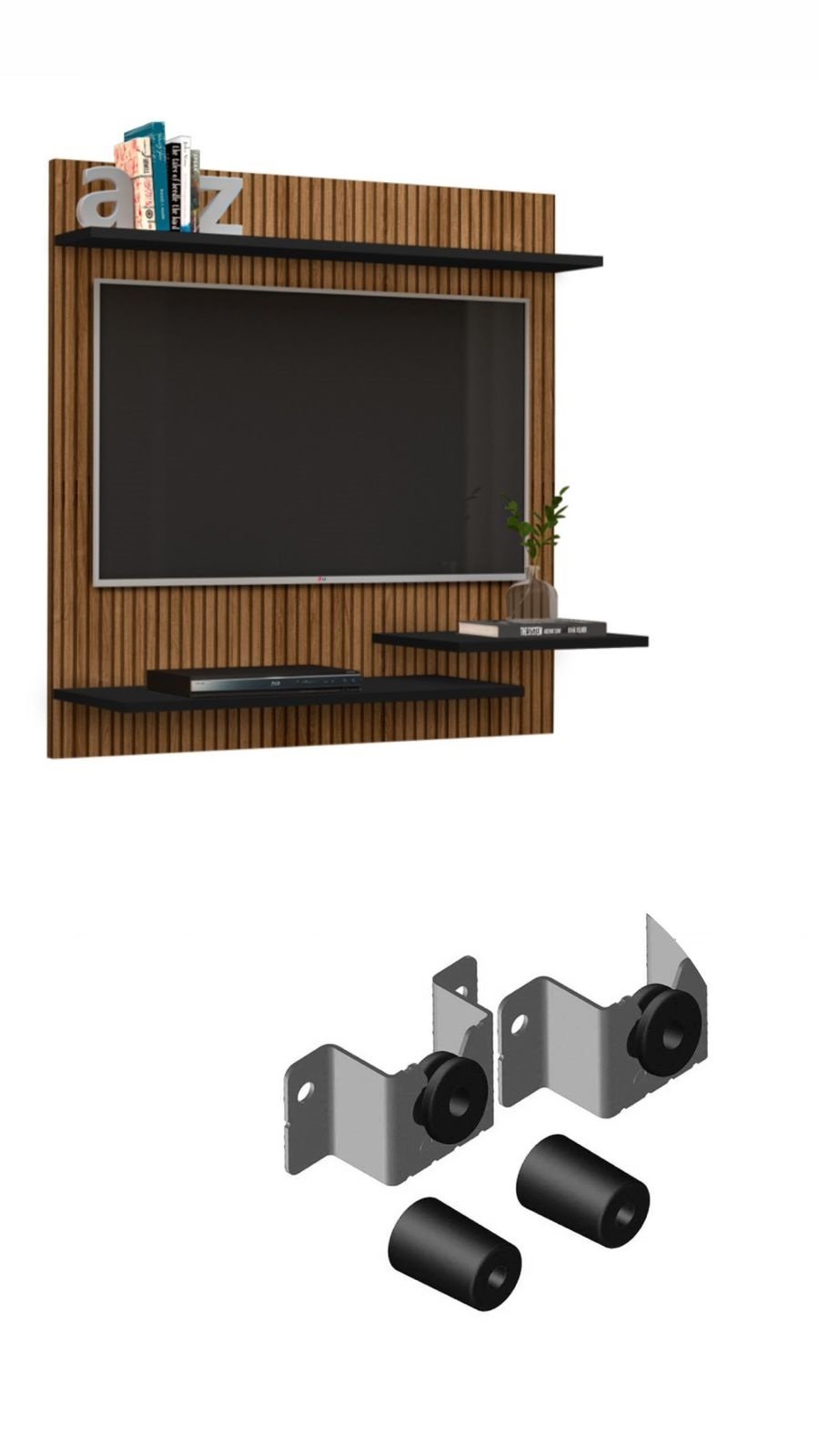 Painel para TV até 40 Polegadas Ripado 3D com Suporte Universal:Ripado ...
