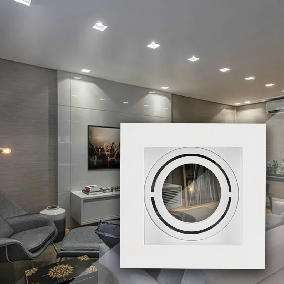 Spot de Embutir Quadrado Recuado MR11 GU10 Branco | MadeiraMadeira