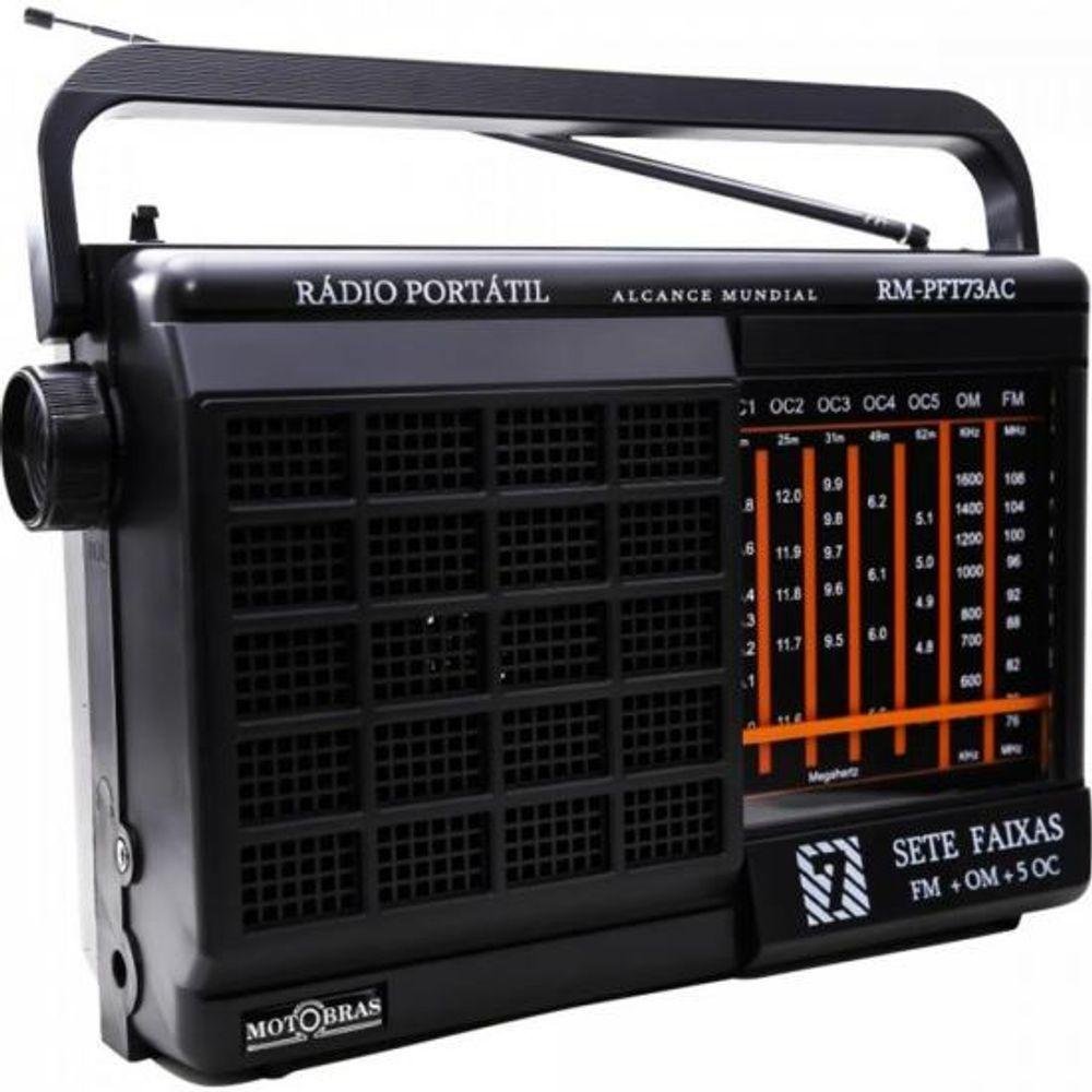 Rádio Portátil Motobras Rm-pft73ac 7 Faixas Preto | MadeiraMadeira