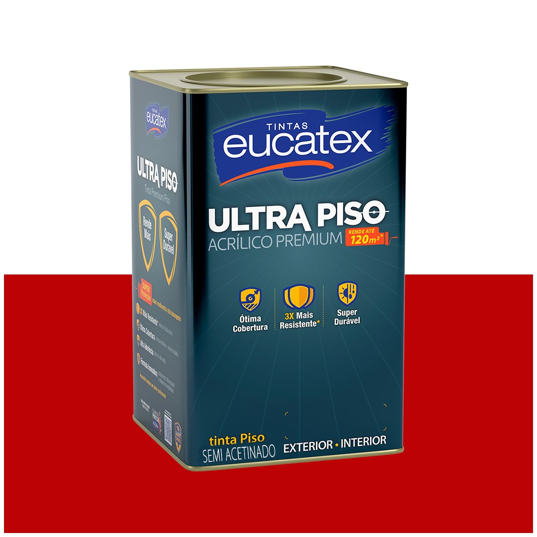 Tinta Acrílica Premium Ultra Piso 18 Litros Vermelho Semi Acetinado ...