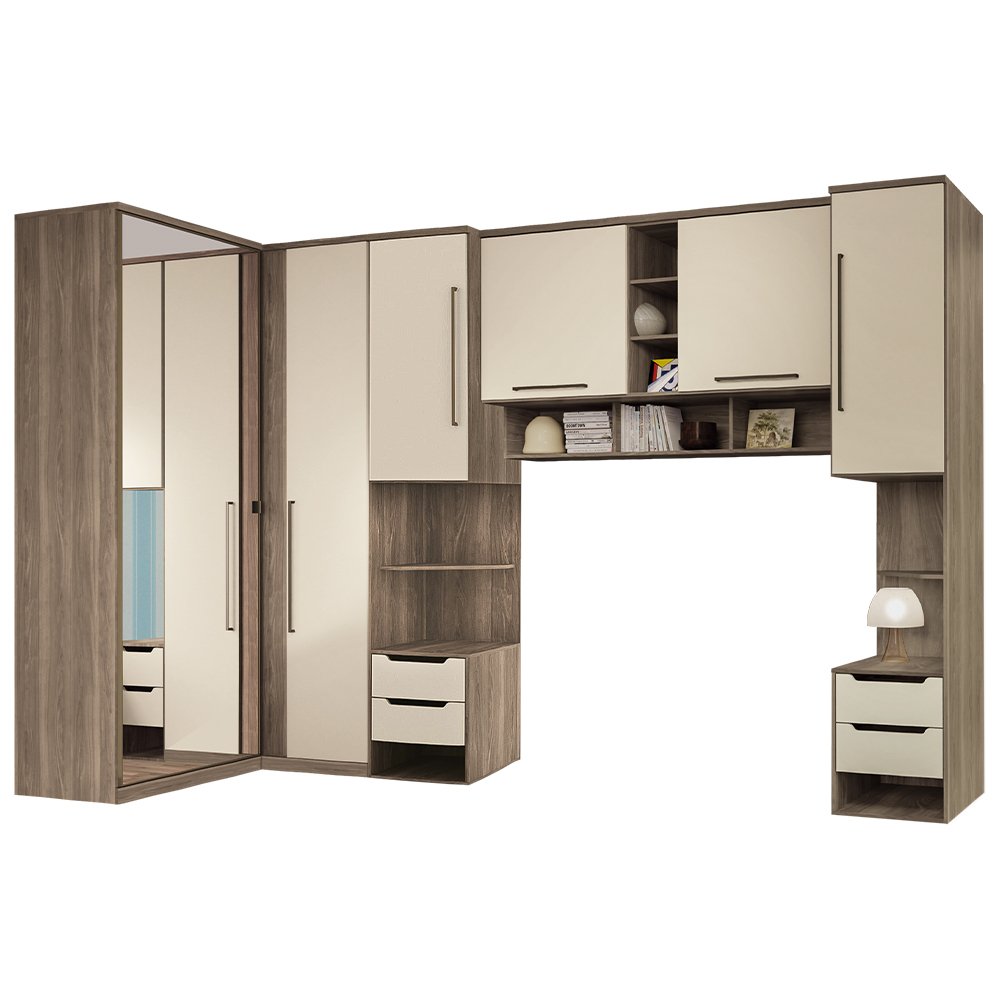 Quarto Modulado Queen Doce Vida Castanho e Off White Santos Andira 322 ...
