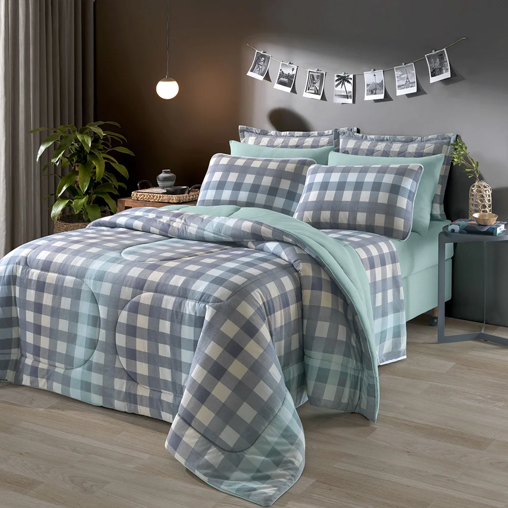 Jogo De Cama Casal 100% algodão 4 Peças Premium Estampado Sostenuto Sul ...