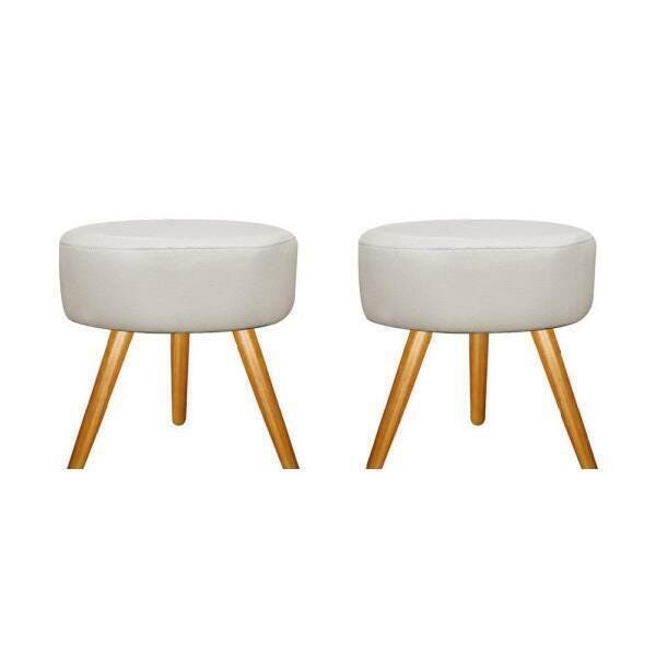 Kit 2 Puffs Sofia Palito Mel Suede Bege | MadeiraMadeira