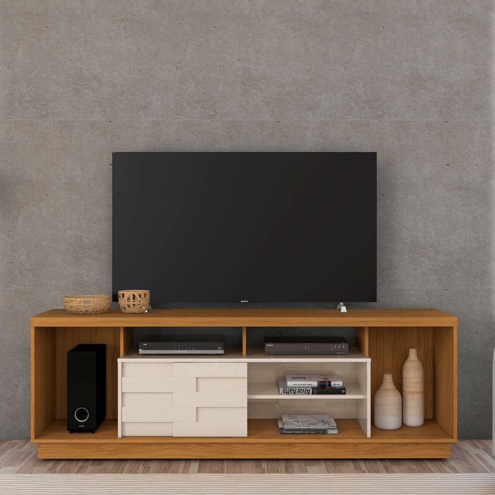 Rack Adria para TV até 65 Polegadas Naturale/Off White Mobycasa ...
