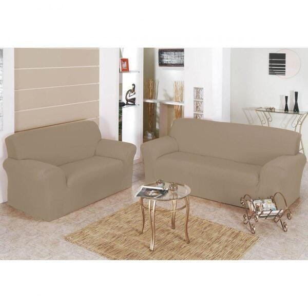 Capa Para Sofá Belissima 2 E 3 Lugares Caqui Bel Capas | MadeiraMadeira
