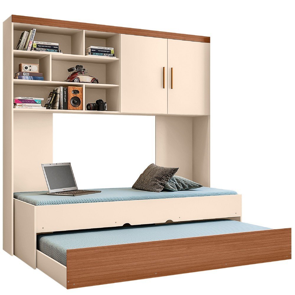 Quarto Infantil Modulado 2 Portas com Bicama Chiara Off White/carvalho ...