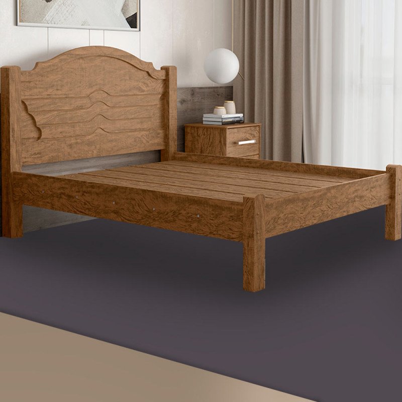 Cama Casal Rústica Master - Castanho | MadeiraMadeira