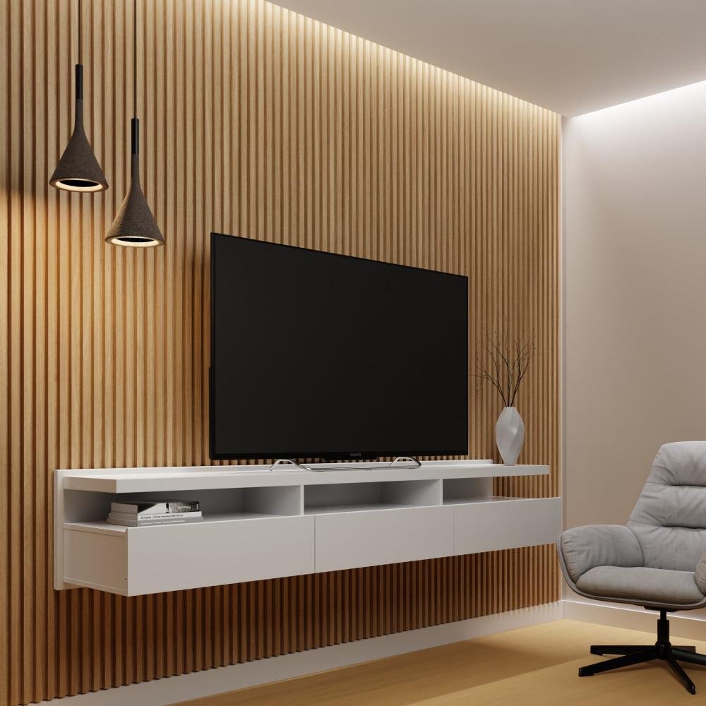 Rack Suspenso Horizon 181 cm - Branco Brilho | MadeiraMadeira