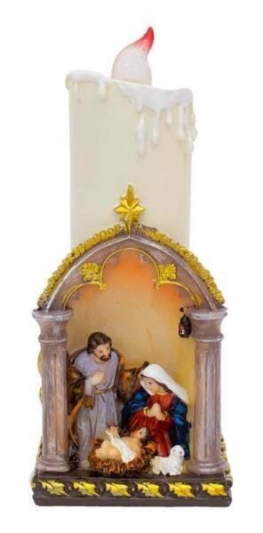 Luminária Vela Presépio Natal Jesus Maria José 21.5Cm | MadeiraMadeira