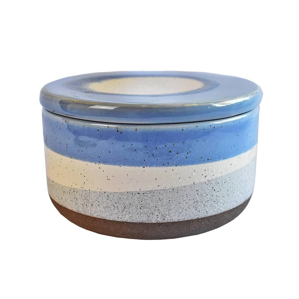 Pote Decorativo em Cerâmica com Tampa 9x15cm | MadeiraMadeira