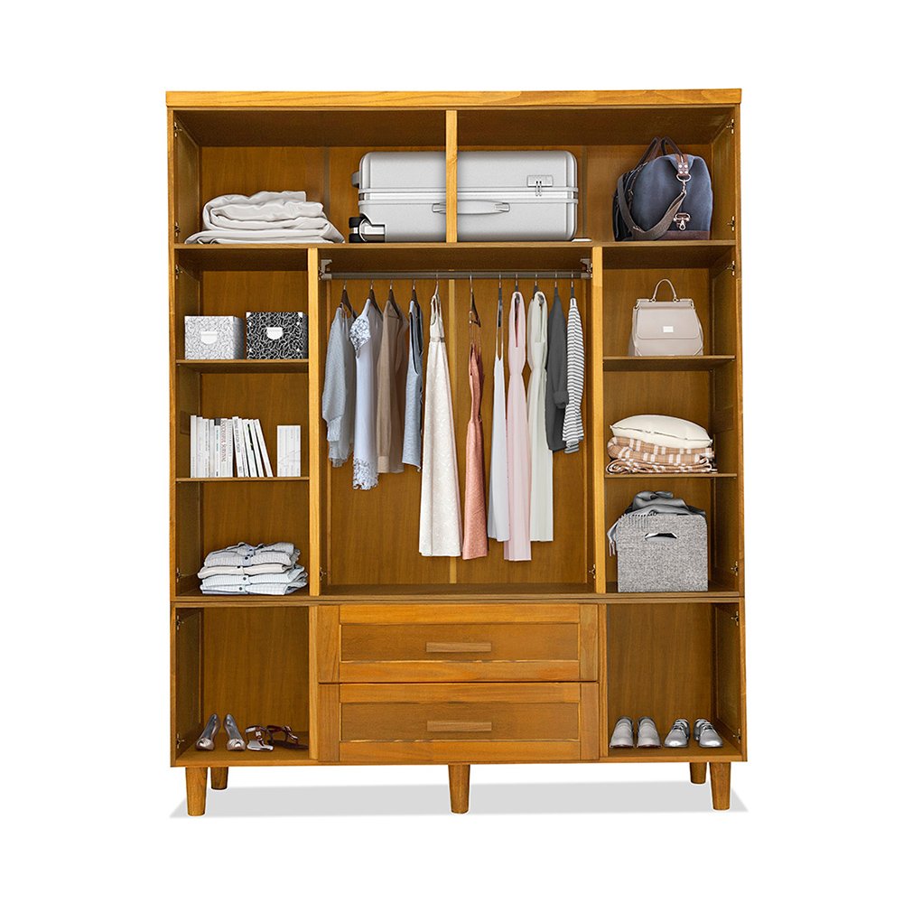 Guarda-roupa Vintage Casal com Espelho Imbuia Chicago 104 | MadeiraMadeira