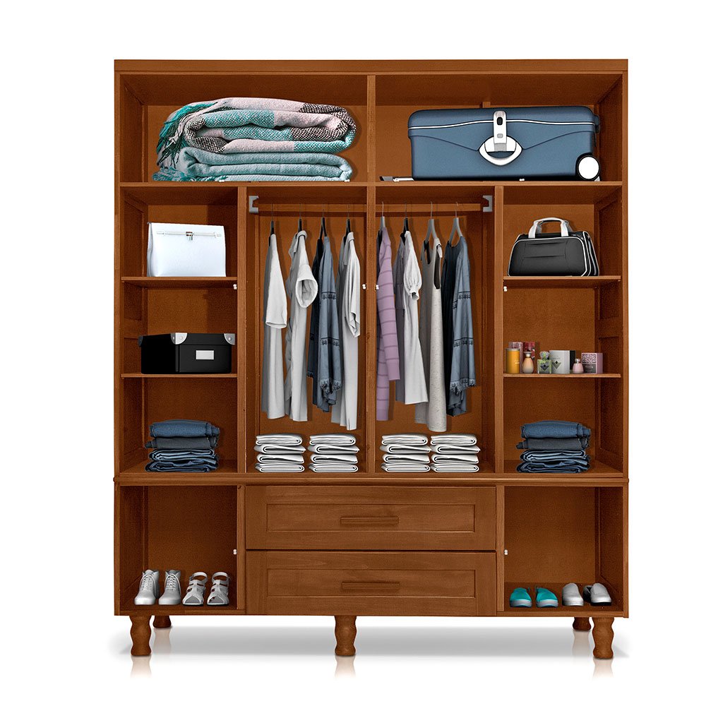 Guarda Roupa Vintage Casal Com Espelho Castanho Chicago 104 ...