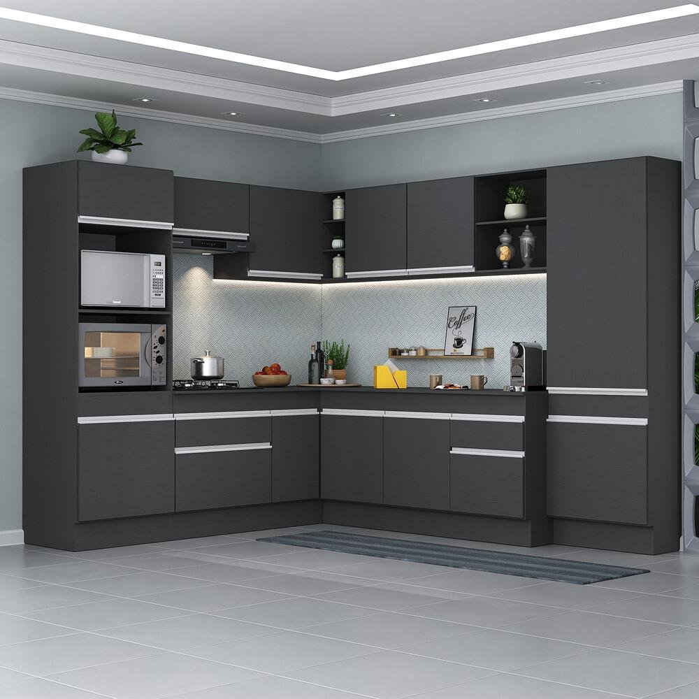 Armário de Cozinha Completa de Canto com Rodapé Veneza Multimóveis ...