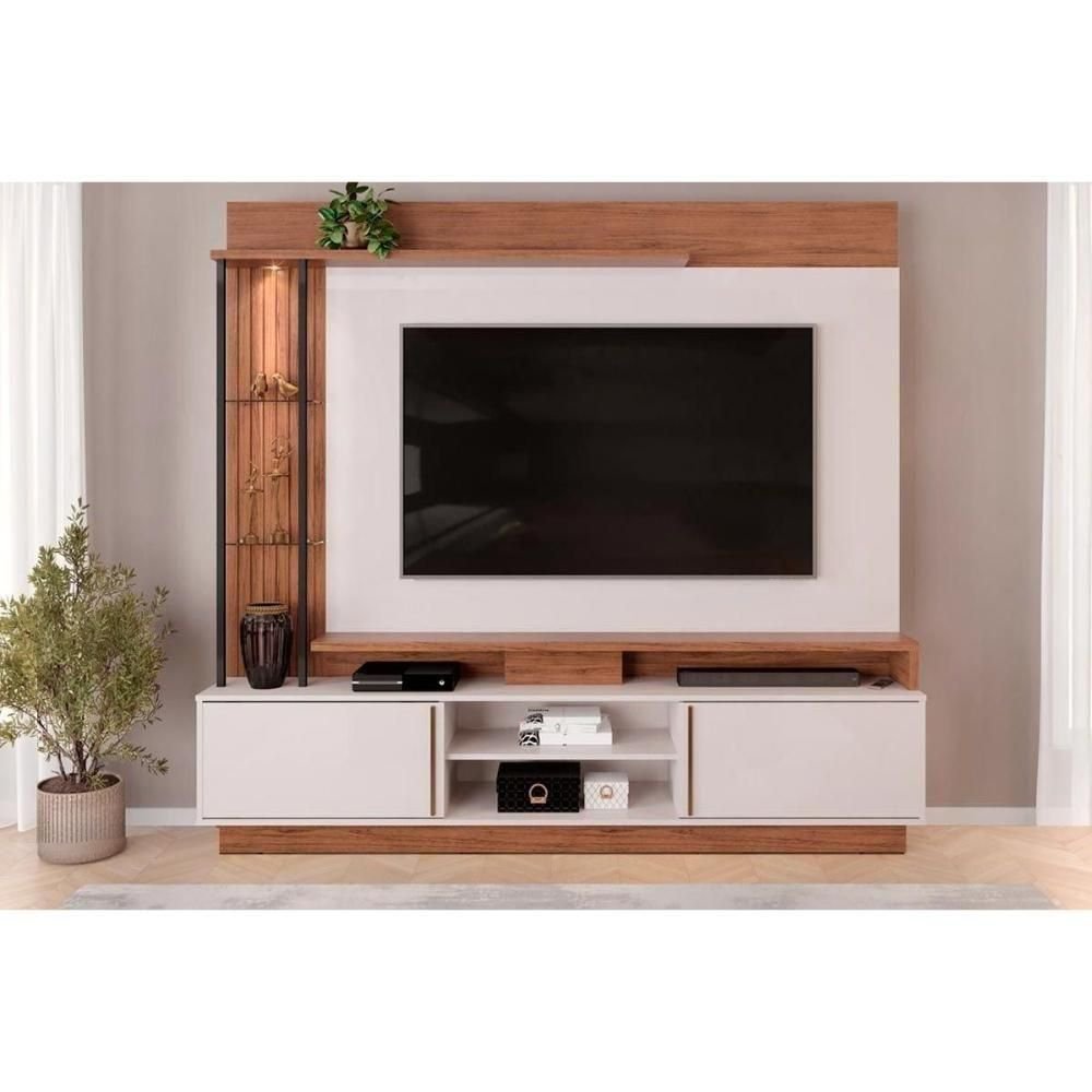 Rack Bancada C/ Painel P/ Tv até 70 Polegadas Martino Prateleira Nichos ...