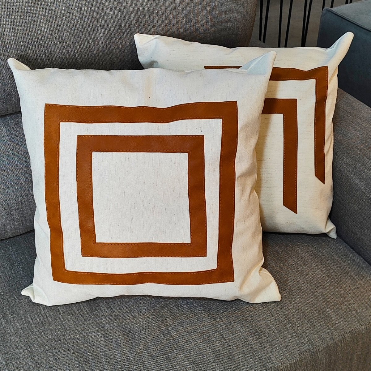 Almofada Kit Conjunto Linho Couro Rústica Boho da Moda:off White 4 ...