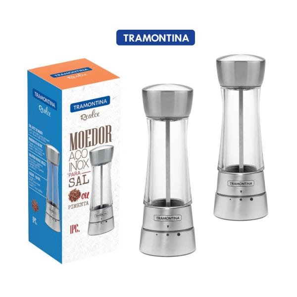 2 Moedor Sal e Pimenta Tramontina Aço Inox/Acrílico Realce Ótima ...