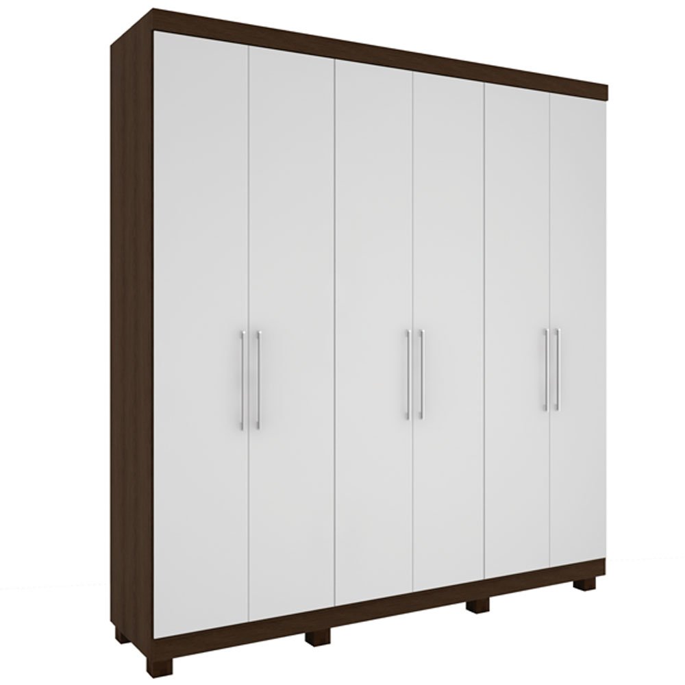 Guarda-Roupa Paranoá com 6 Portas e 3 Gavetas Móveis Rimo Tauari/Branco ...