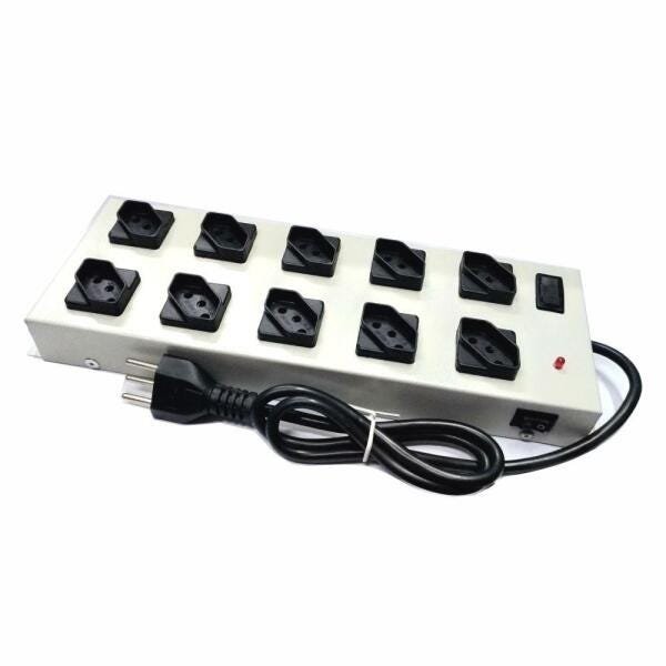 Filtro de Linha 10 Tomadas 1M com Interruptor - Cinza (Bivolt) | MadeiraMadeira