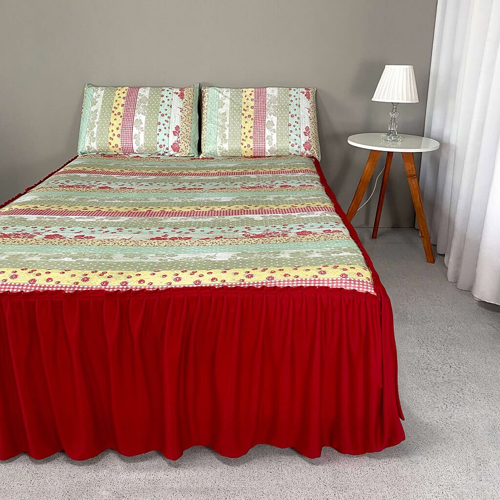 LENÇOL COLCHA QUEEN MALHA COM BABADO RUBI | MadeiraMadeira