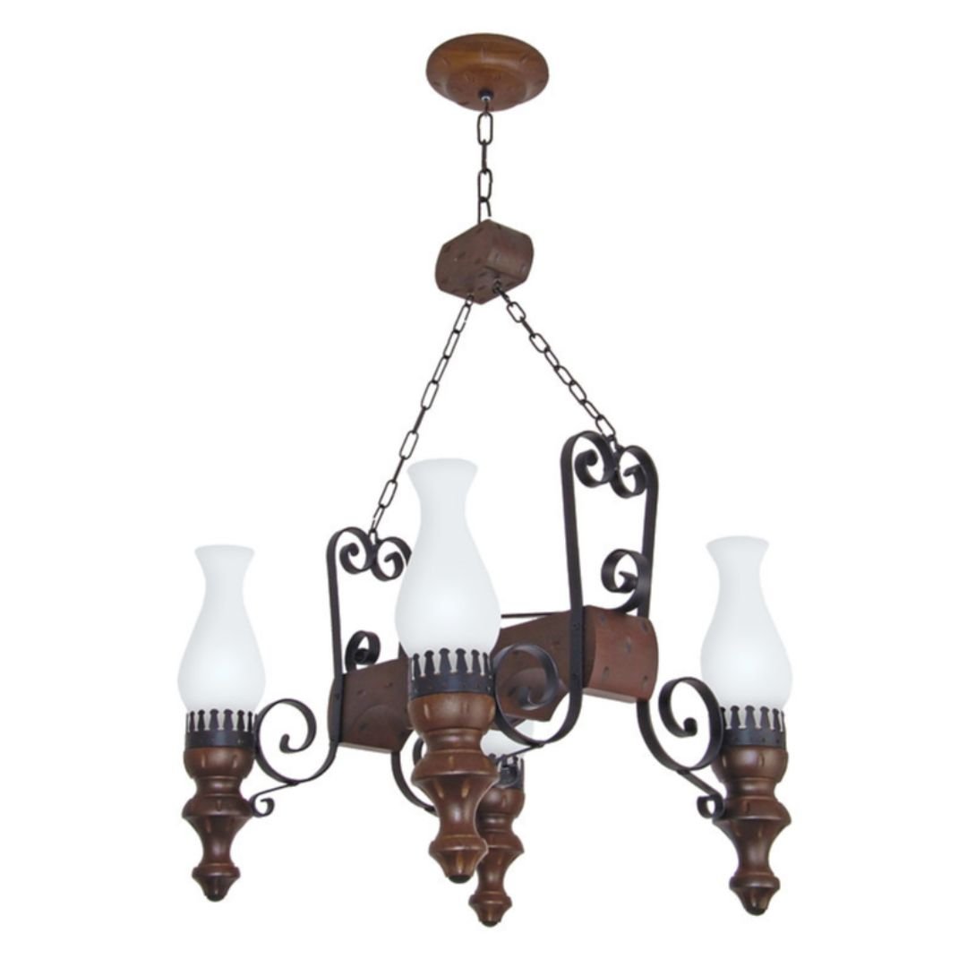 Lustre Rústico 724e Luminária Rustica 4 Lâmpadas Luminárias Müller ...