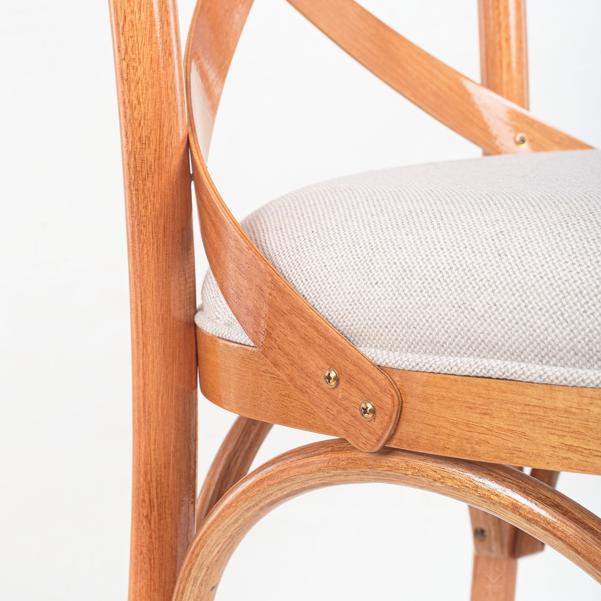 Conjunto 2 Cadeiras Madeira Amêndoa Encosto em X Assento Estofado ...