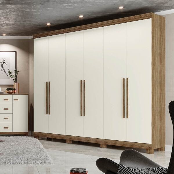 Guarda-Roupa 6 Portas 7 Gavetas Guarapari Plus Móveis Rimo Freijó/Off ...