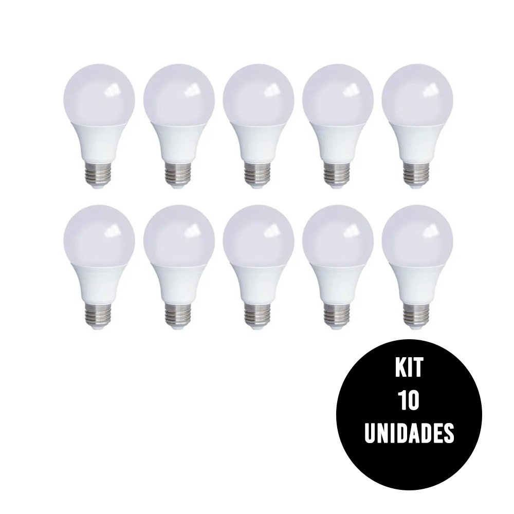 Lâmpada Led 12w Bulbo Fria Kit 10 unidades Soquete E27 Bivolt LUZ BRANCO FRIO 6500K | MadeiraMadeira
