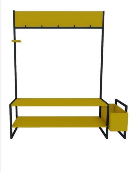 Sapateira e Cabideiro de Madeira e Ferro - Tendenci - Pegasi - Amarelo ...