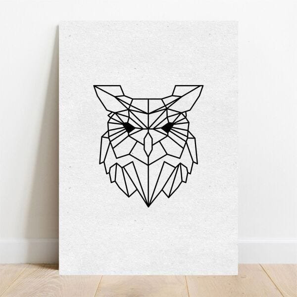 Placa Decorativa Minimalista Coruja - 40x60cm | MadeiraMadeira