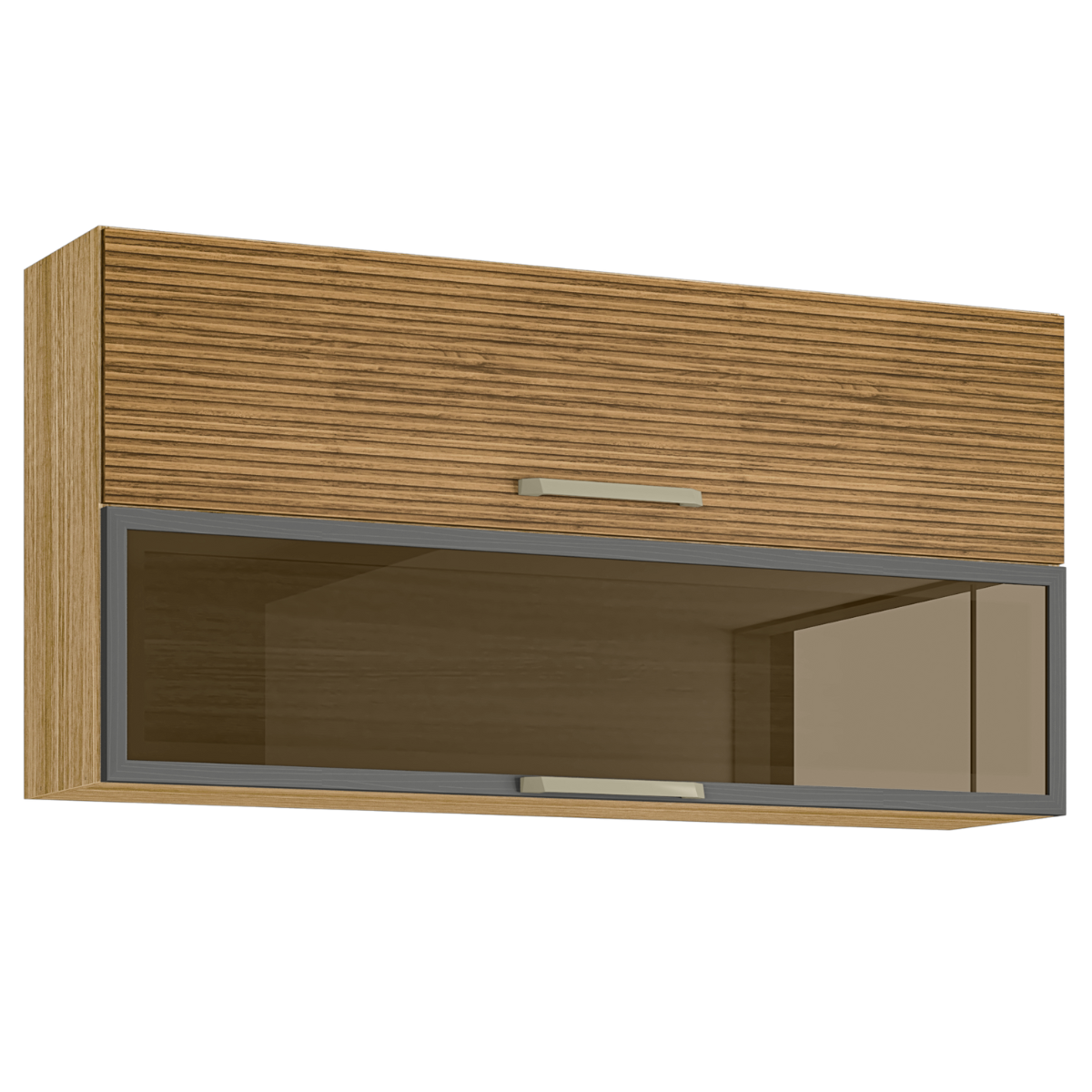 Armário Suspenso com 2 Portas Quebec Freijó Ripado Gris | MadeiraMadeira