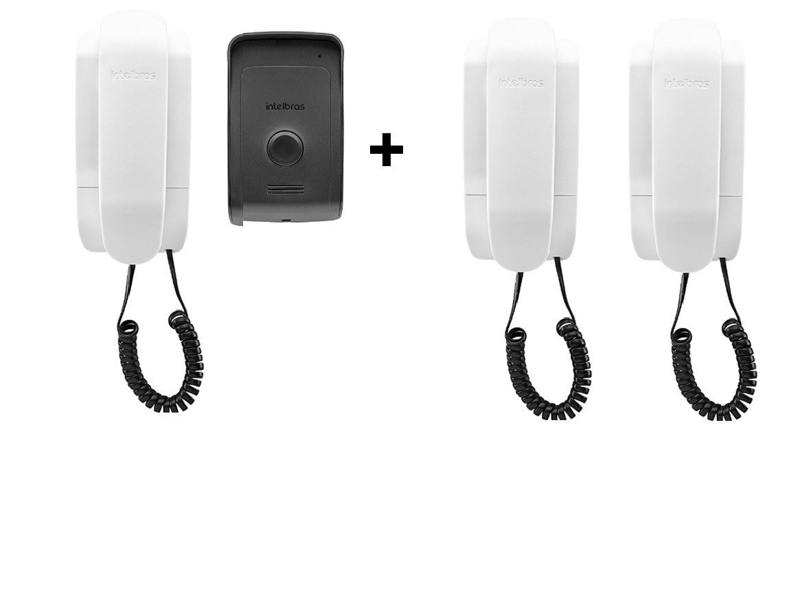 Kit Interfone Intelbras Campainha Porteiro e 2 Extensões Audio ...