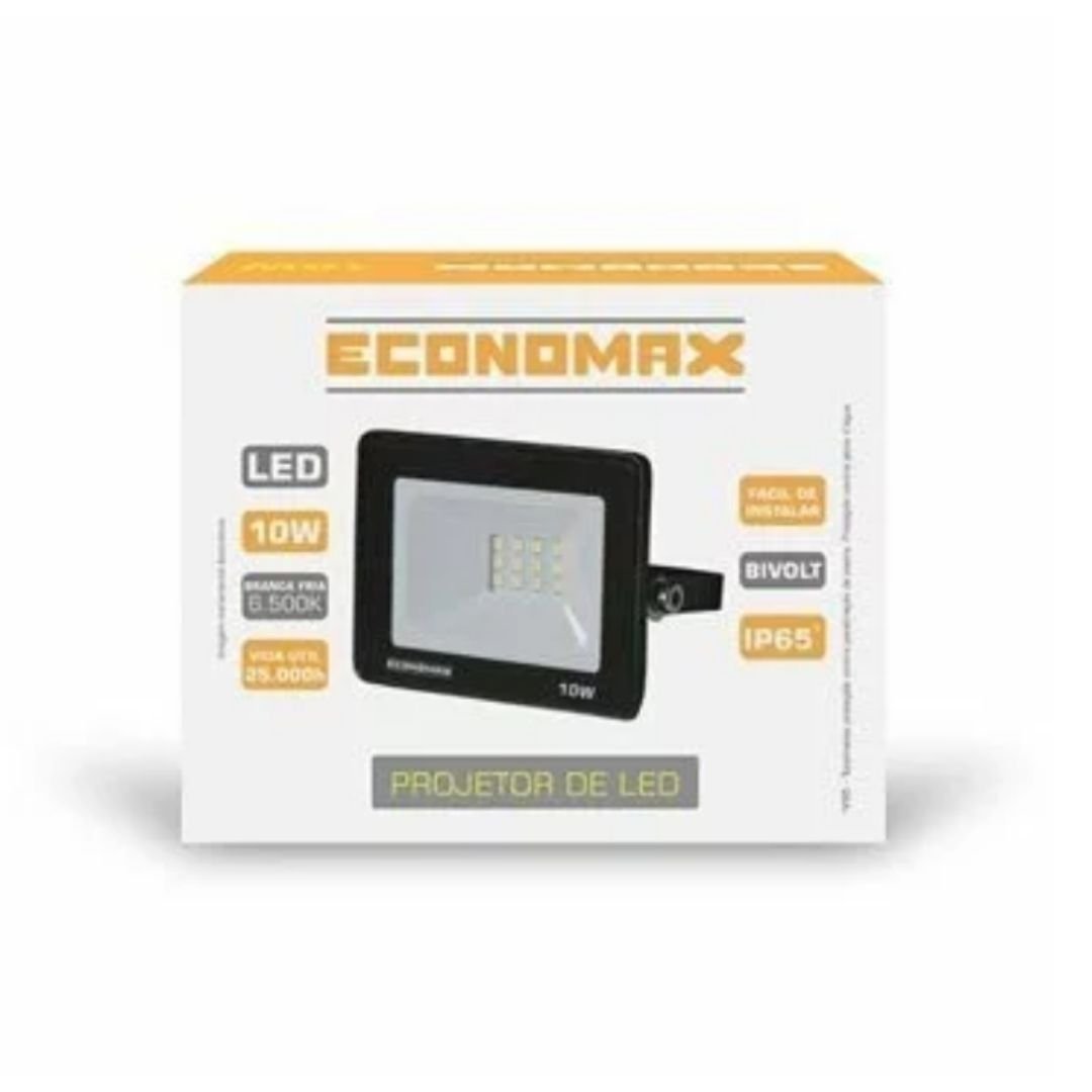 Kit 5 Projetores Led 10w 6,5k Preto Bivolt Economax | MadeiraMadeira