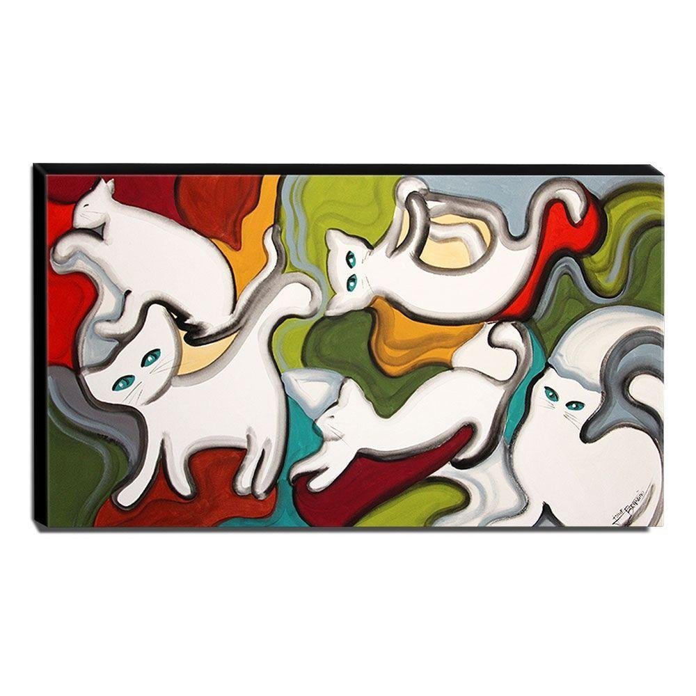 Quadro De Pintura Gatos 70X120Cm-1406 | MadeiraMadeira