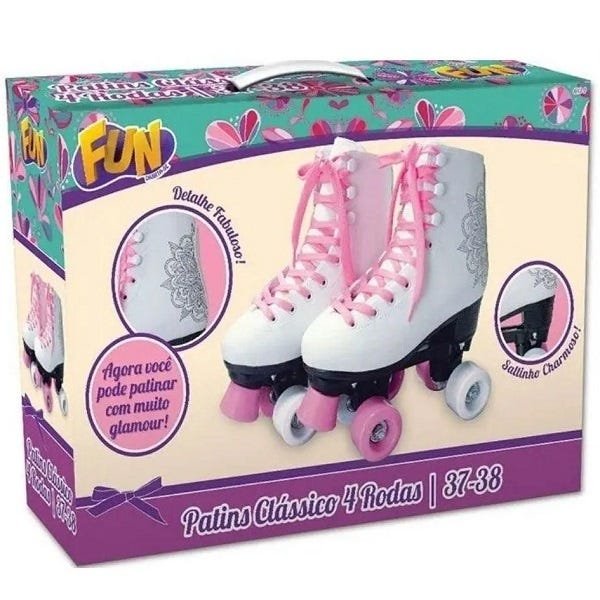 Patins Classico 4 Rodas Branco TAM 37/38 FUN F0010-2 | MadeiraMadeira