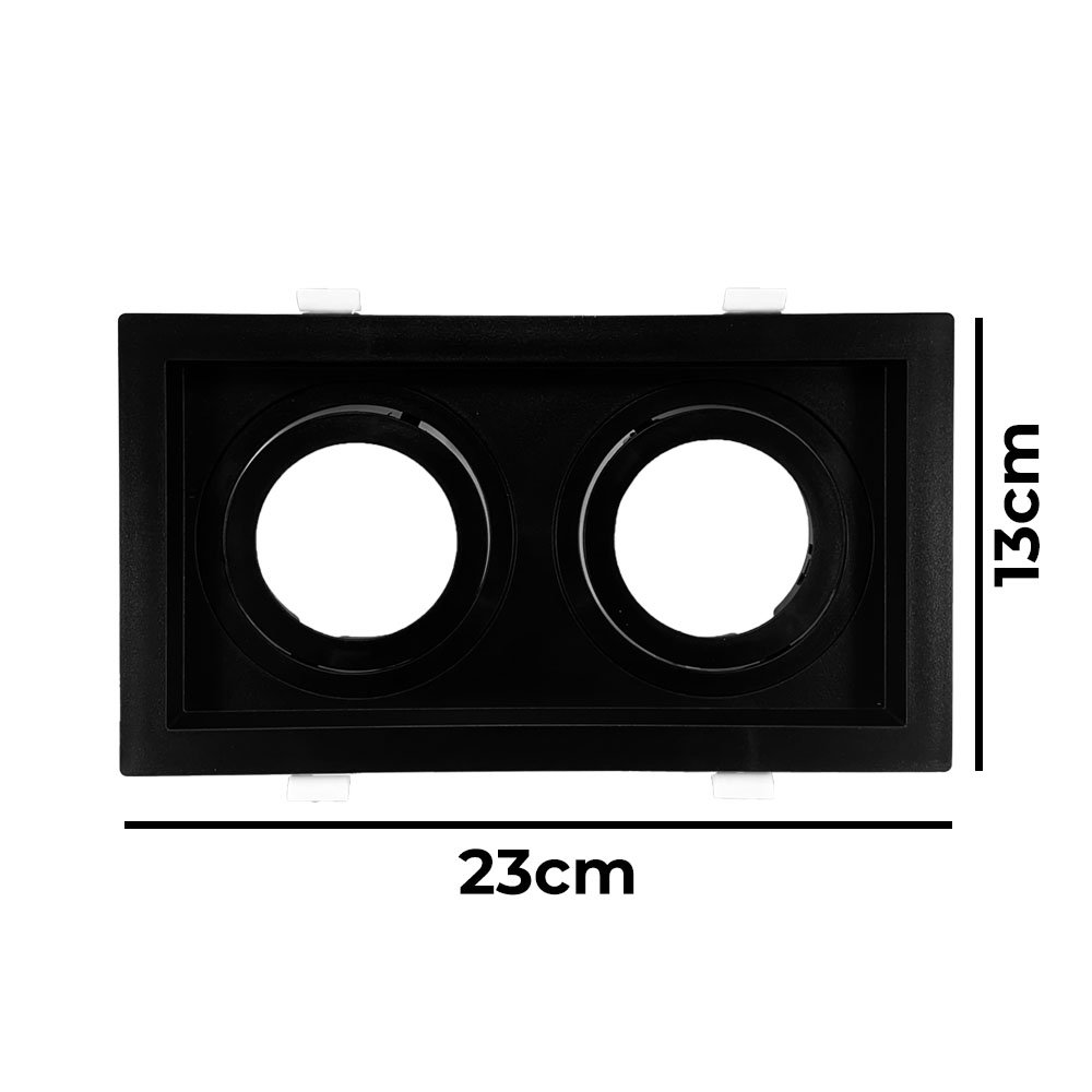 Spot Duplo Embutir Quadrado Recuado Par20 Preto + Led 4,8w Save Energy 2700k | MadeiraMadeira