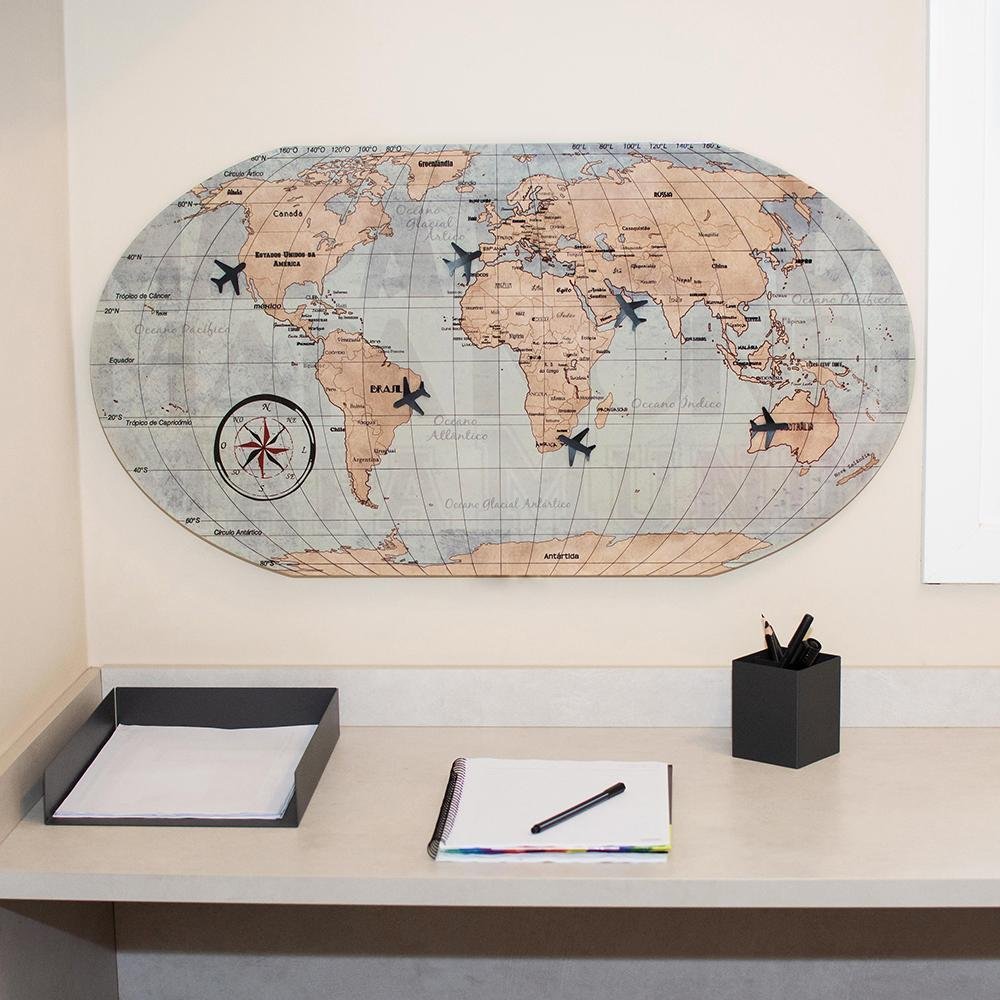 PAINEL DECORATIVO MAPA MUNDI MAGNETICO MURAL DE PASSEIOS E VIAGENS COM ...