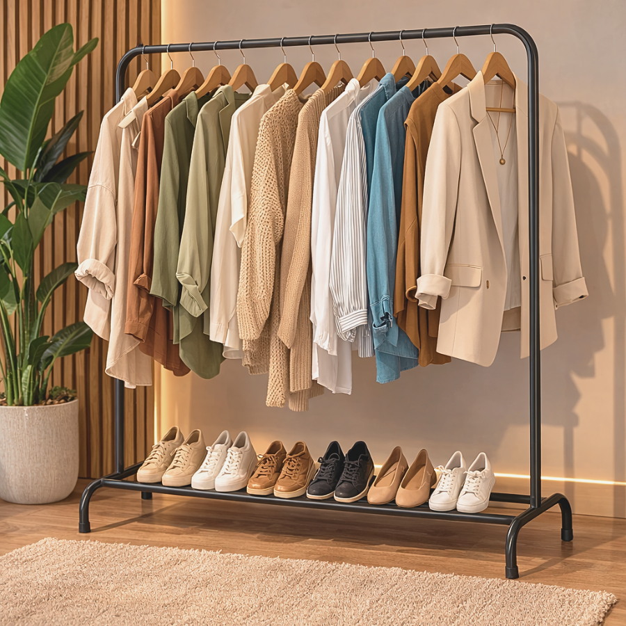 Guarda-roupa Arara 3 Colunas Multifuncional Desmontável Organizador de ...