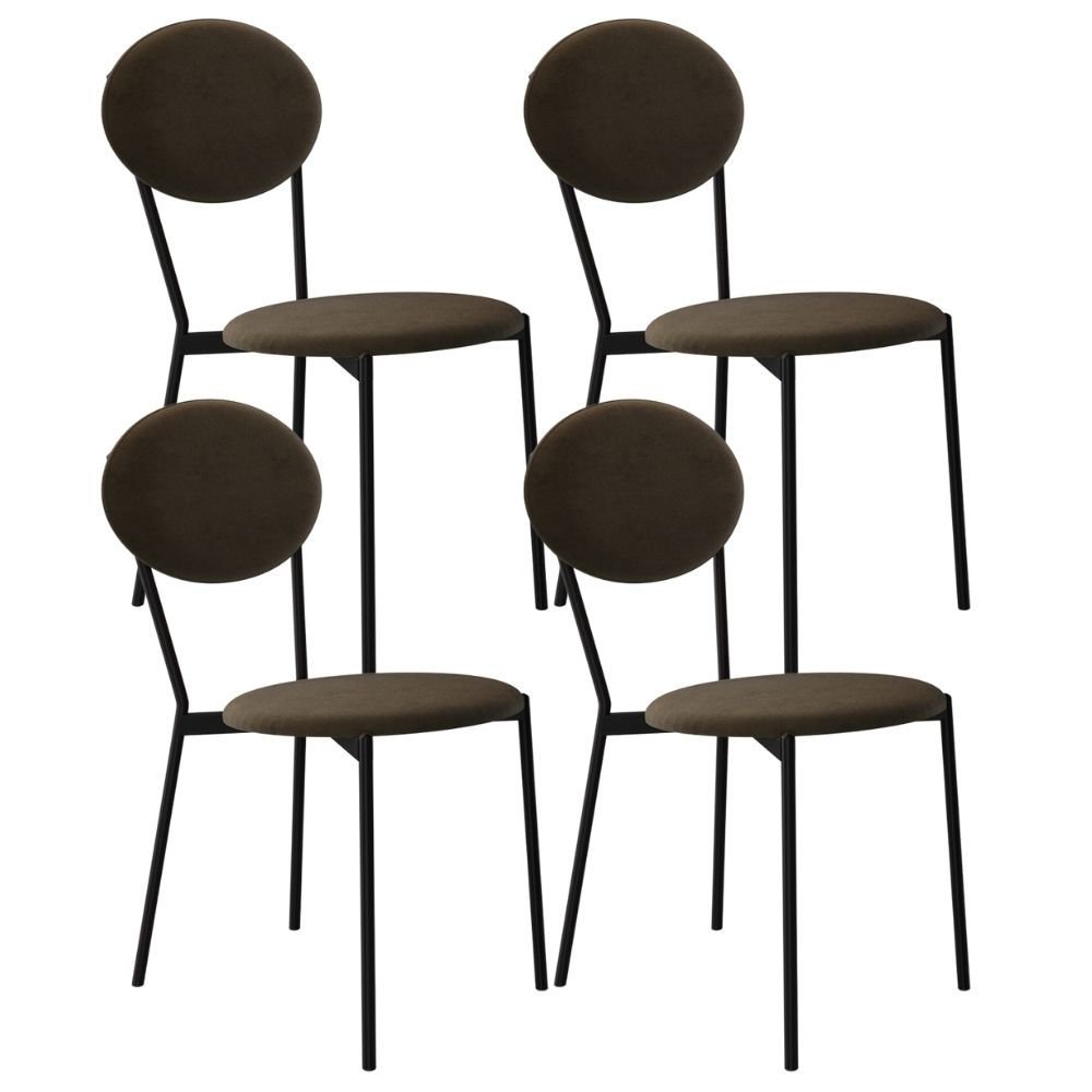 Kit 04 Cadeiras Estofada para Sala de Jantar Azuri Preto C01 Veludo ...