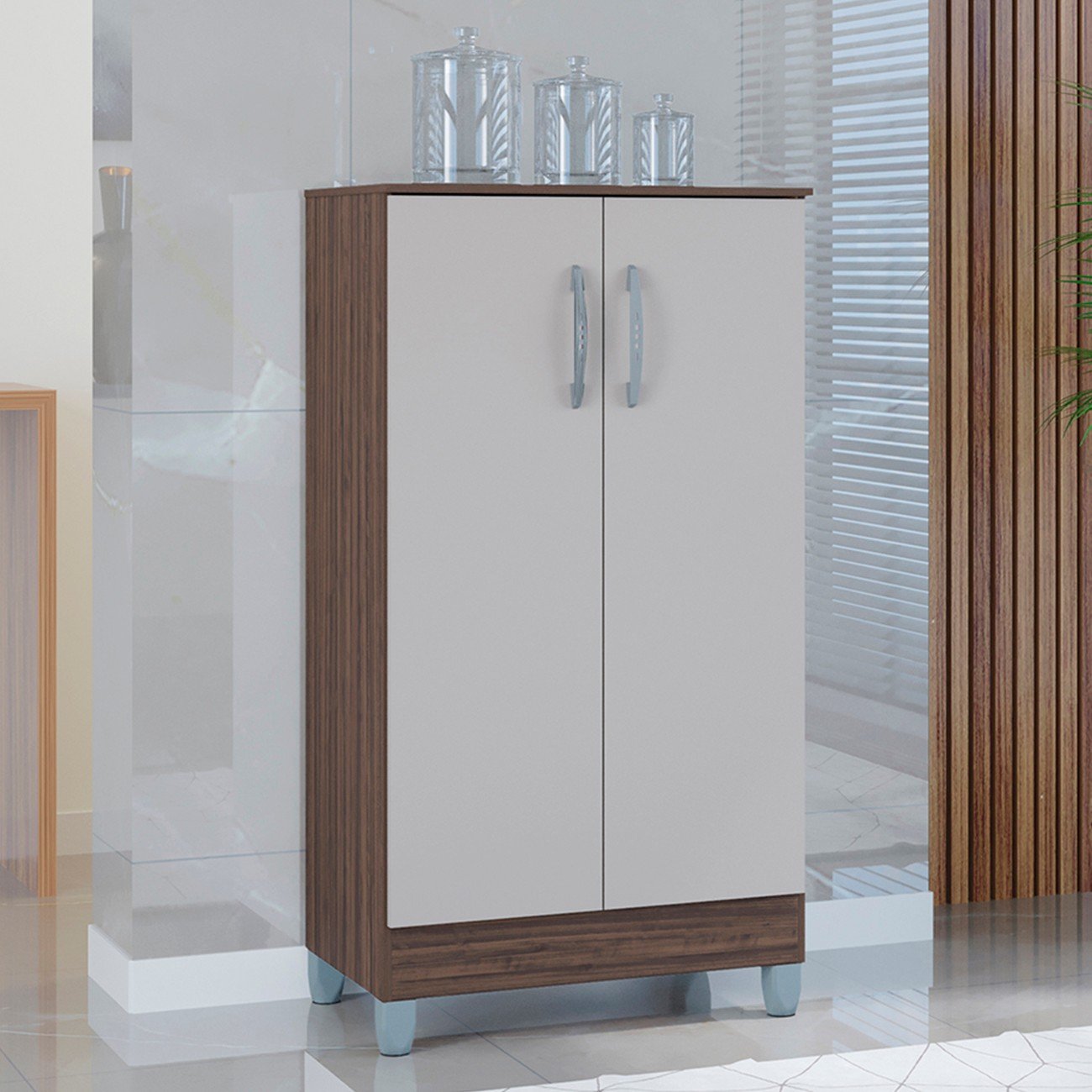 Armário Multiuso 60cm 2 Portas Tami P11 Chocolate/off White - Mpozenato | MadeiraMadeira