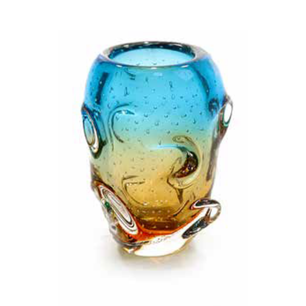 Vaso Murano Elegance Azul com Âmbar Cristais São Marcos | MadeiraMadeira