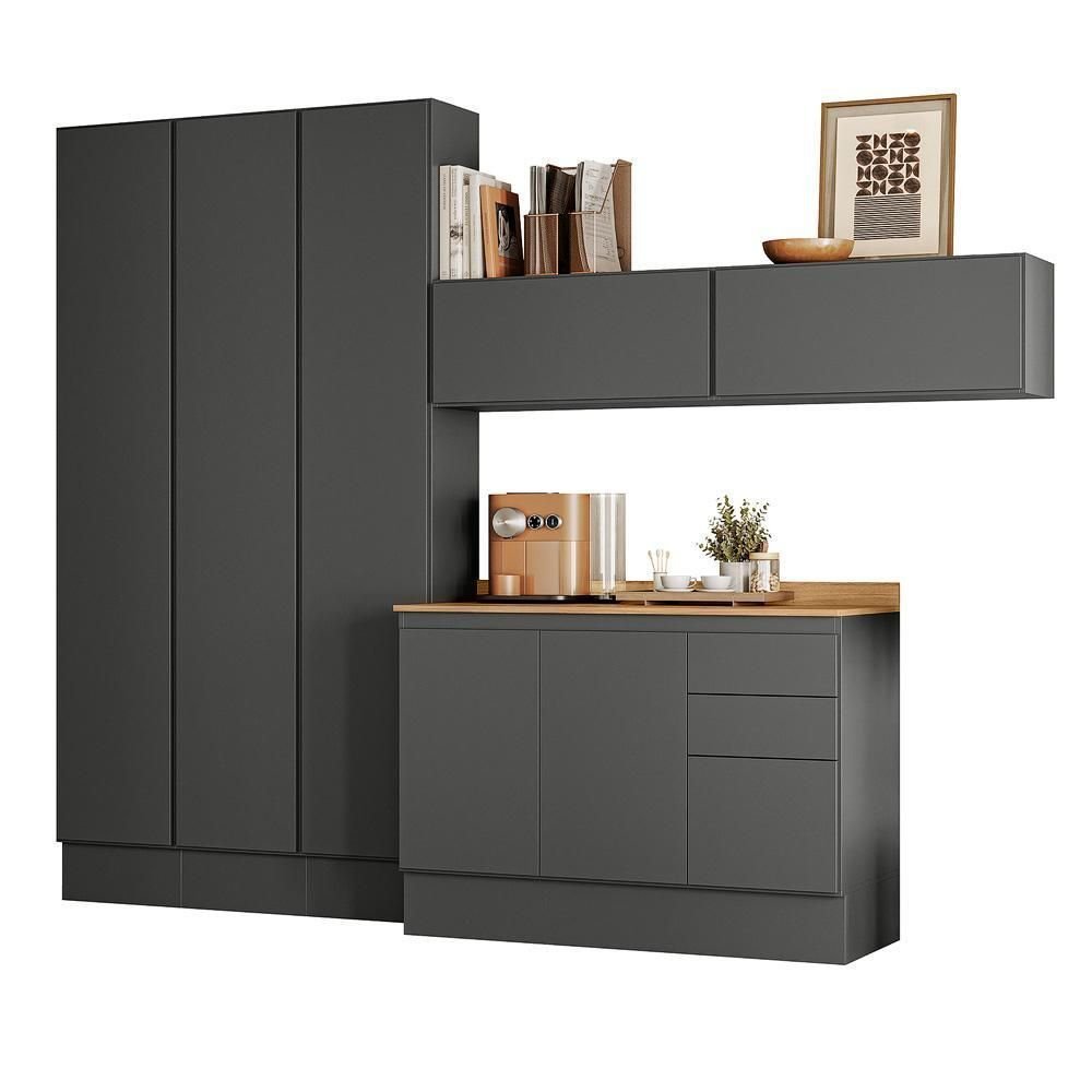Escritório Modulado Acácia Touch 6 Peças Chumbo/freijó - Nicioli ...